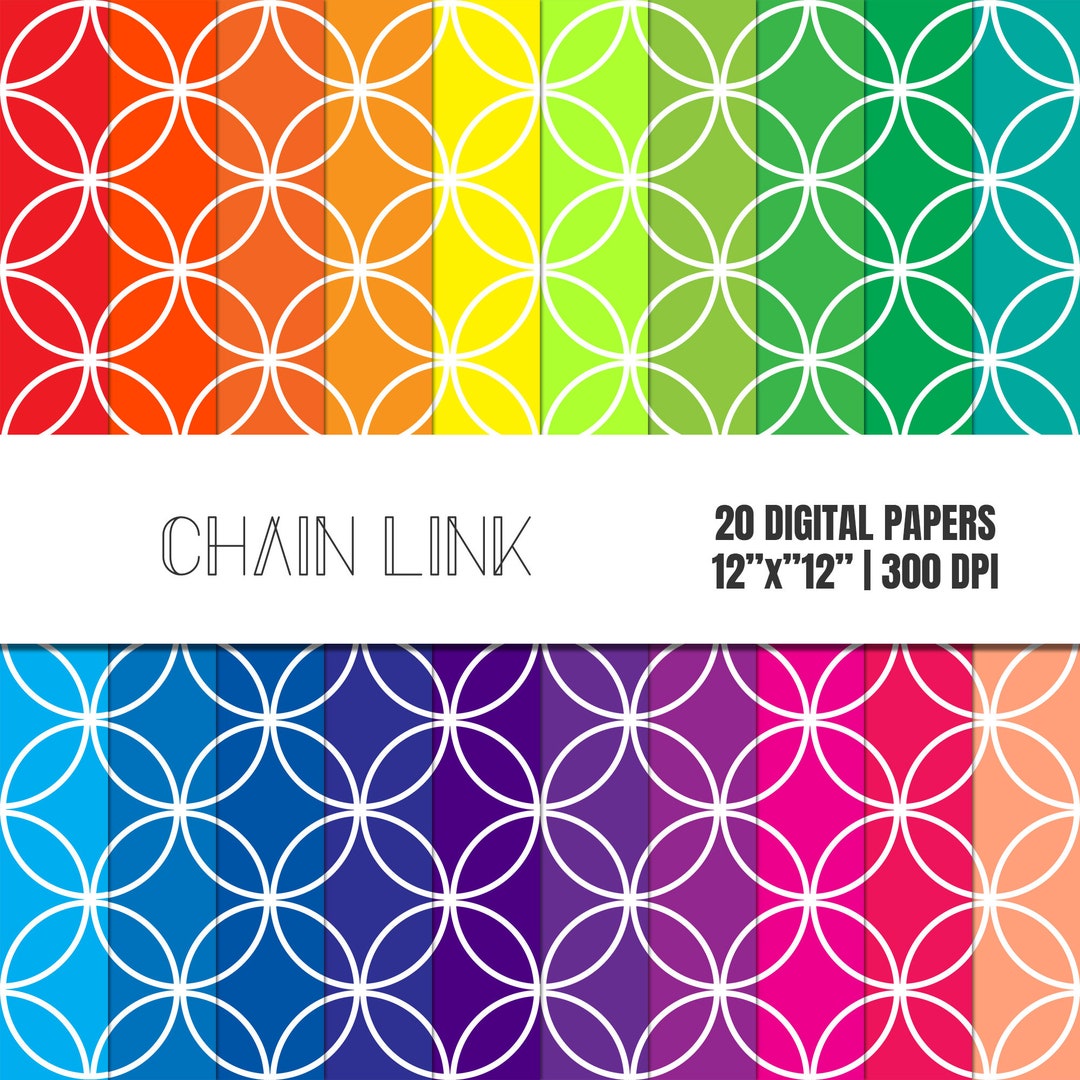 Rainbow Digital Paper | Rainbow Chain Link Paper | Chain Link Patterns ...