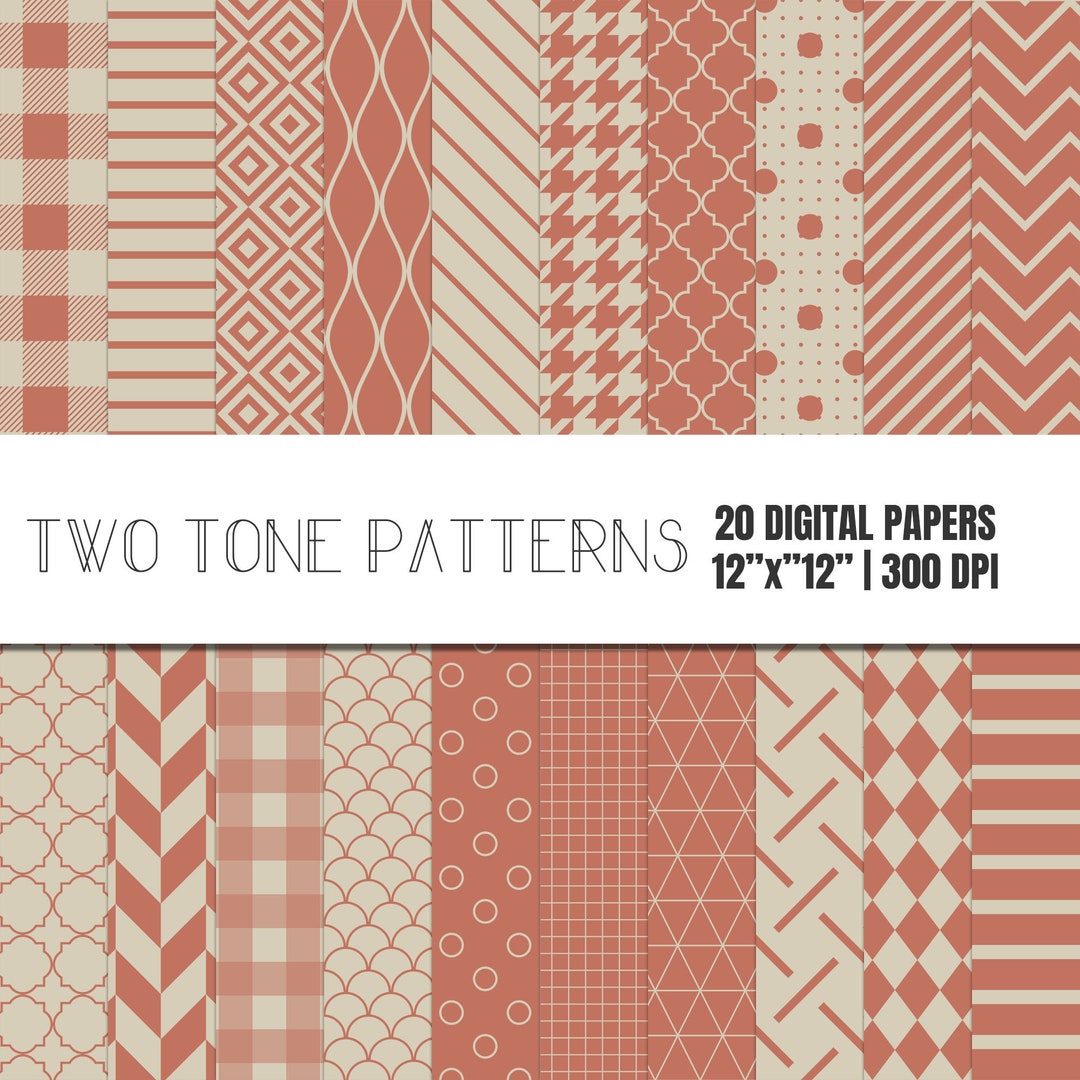 Coral Digital Paper | Two Tone Coral Paper | Geometric Patterns Digital ...