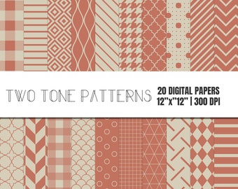 Pink Digital Paper | Two Tone Pink Patterns Paper | Geometric Patterns ...