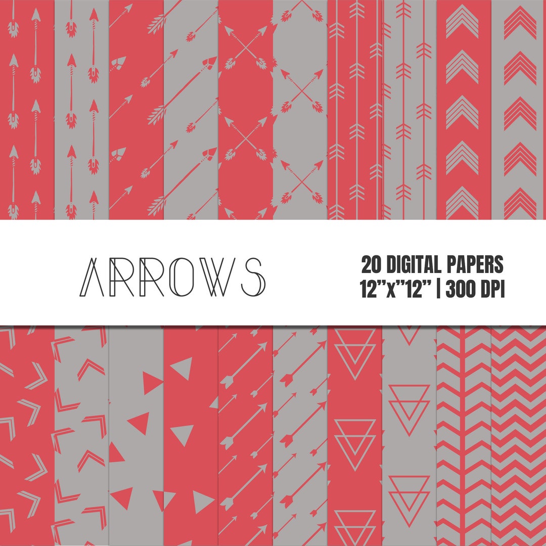 Red Digital Paper | Red Patterns Paper | Geometric Arrows Paper | Red ...