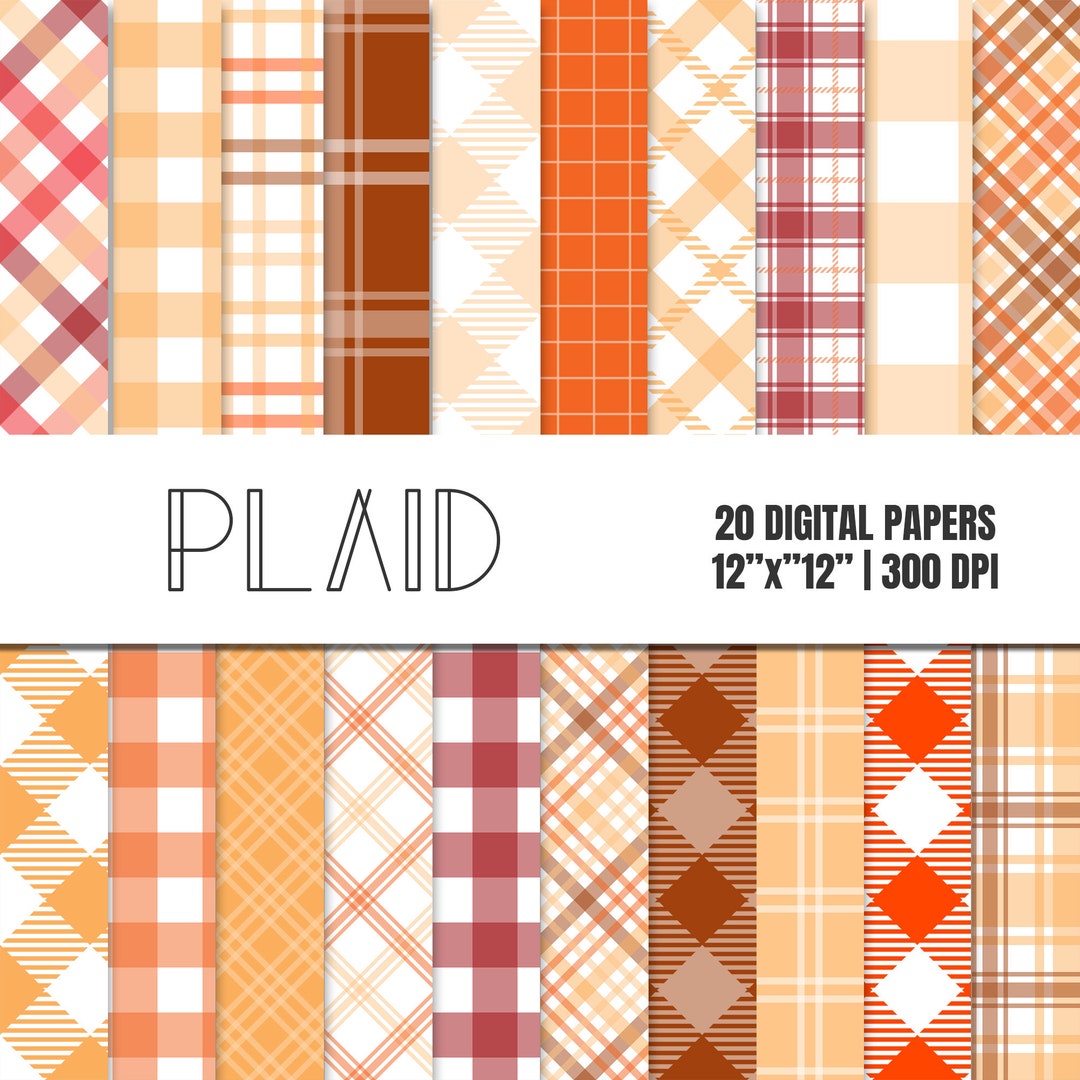 Orange Plaid Digital Paper | Plaid Paper | Plaid Patterns Digital Paper ...