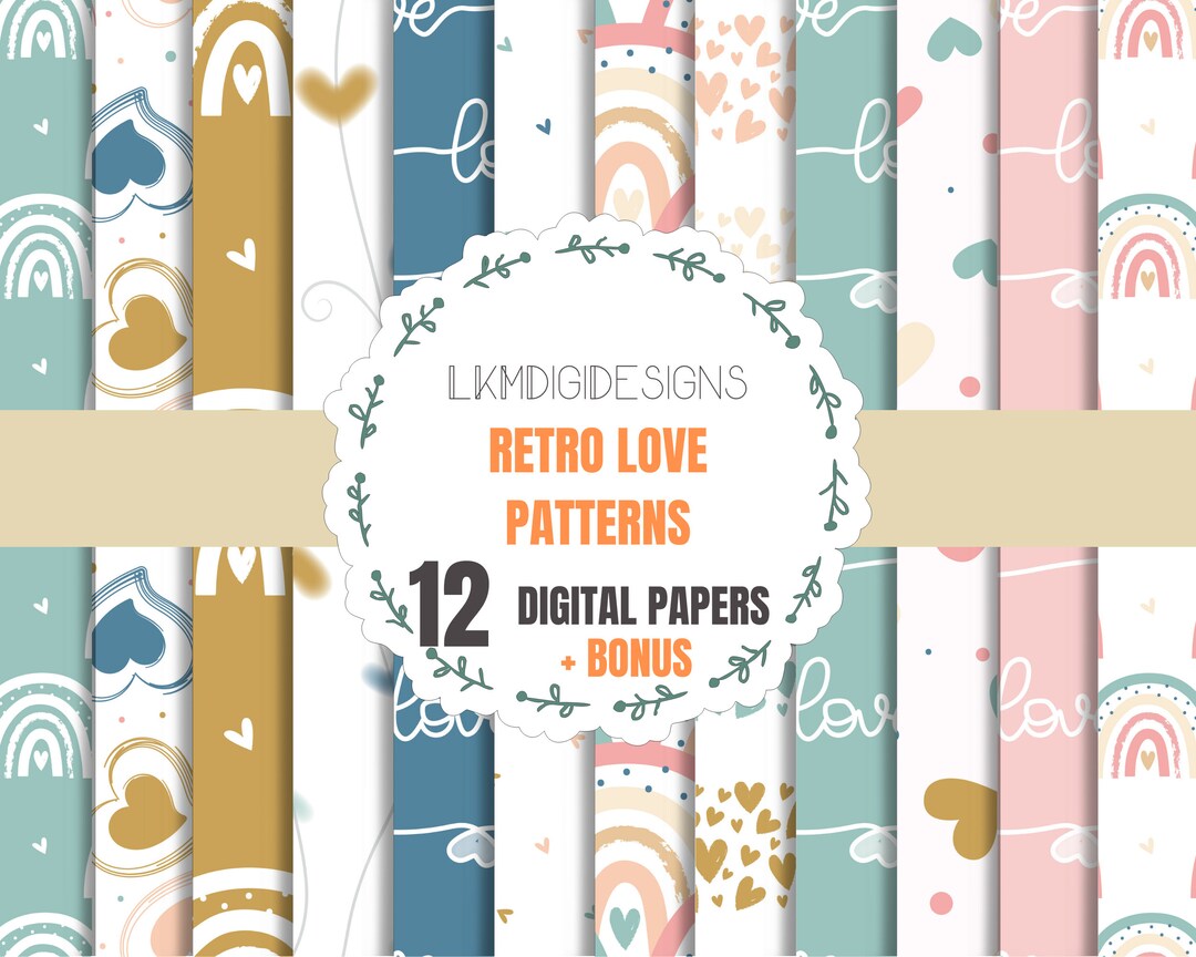Love Patterns Digital Paper | Heart Patterns Paper | Love Doodles ...
