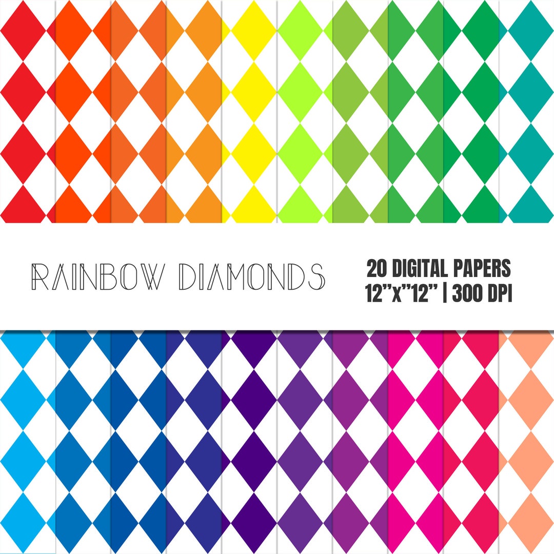 Rainbow Digital Paper | Rainbow Diamonds Paper | Diamonds Patterns ...