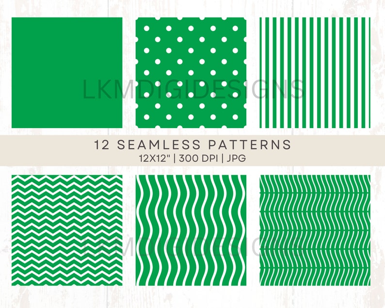 Green Seamless Patterns Digital Paper | Scrapbook Paper (12x12", JPEG ...