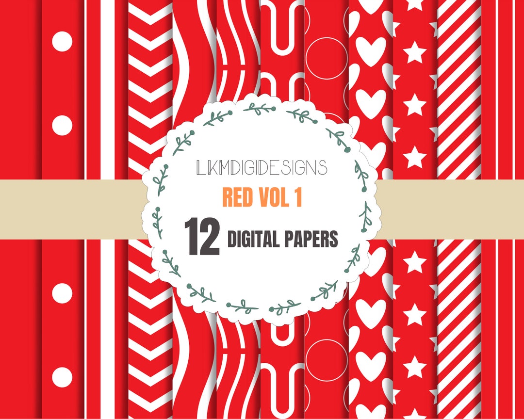 Red Patterns Digital Paper | Red Patterns Paper | Red Digital Paper ...