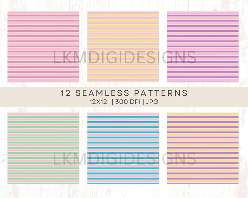 Rainbow Stripes Digital Paper | 12 Pastel Patterns (digital Download ...