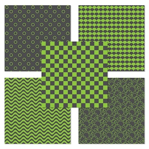 Elegant Gray and Green Digital Paper Set - Instant Download for ...