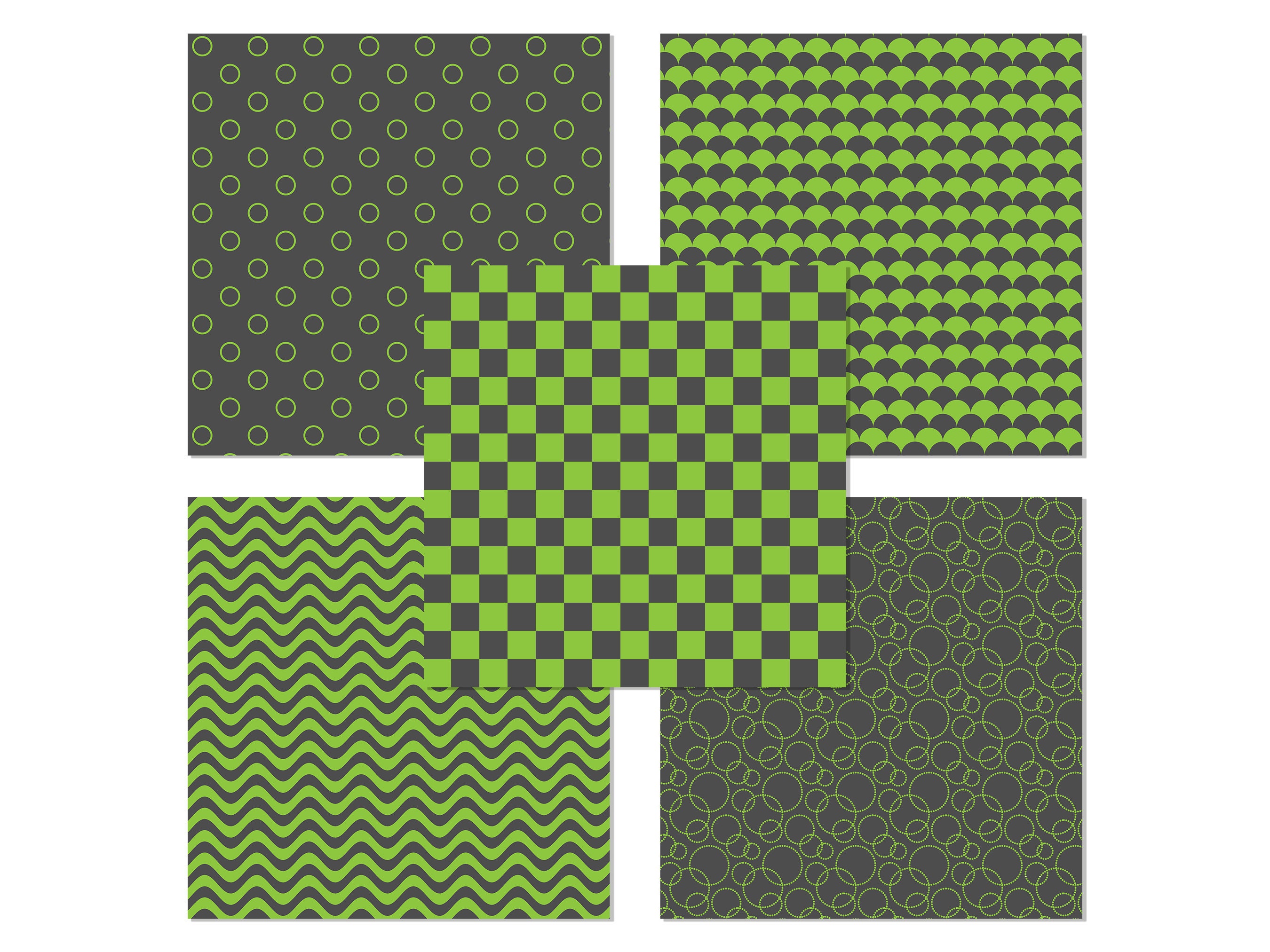 Elegant Gray and Green Digital Paper Set - Instant Download for ...