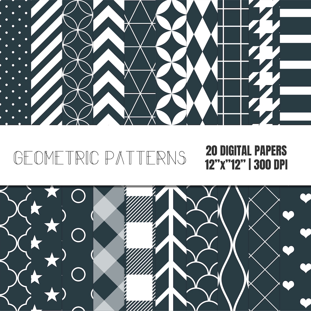 Dark Teal Digital Paper | Dark Teal Patterns Paper | Geometric Patterns ...