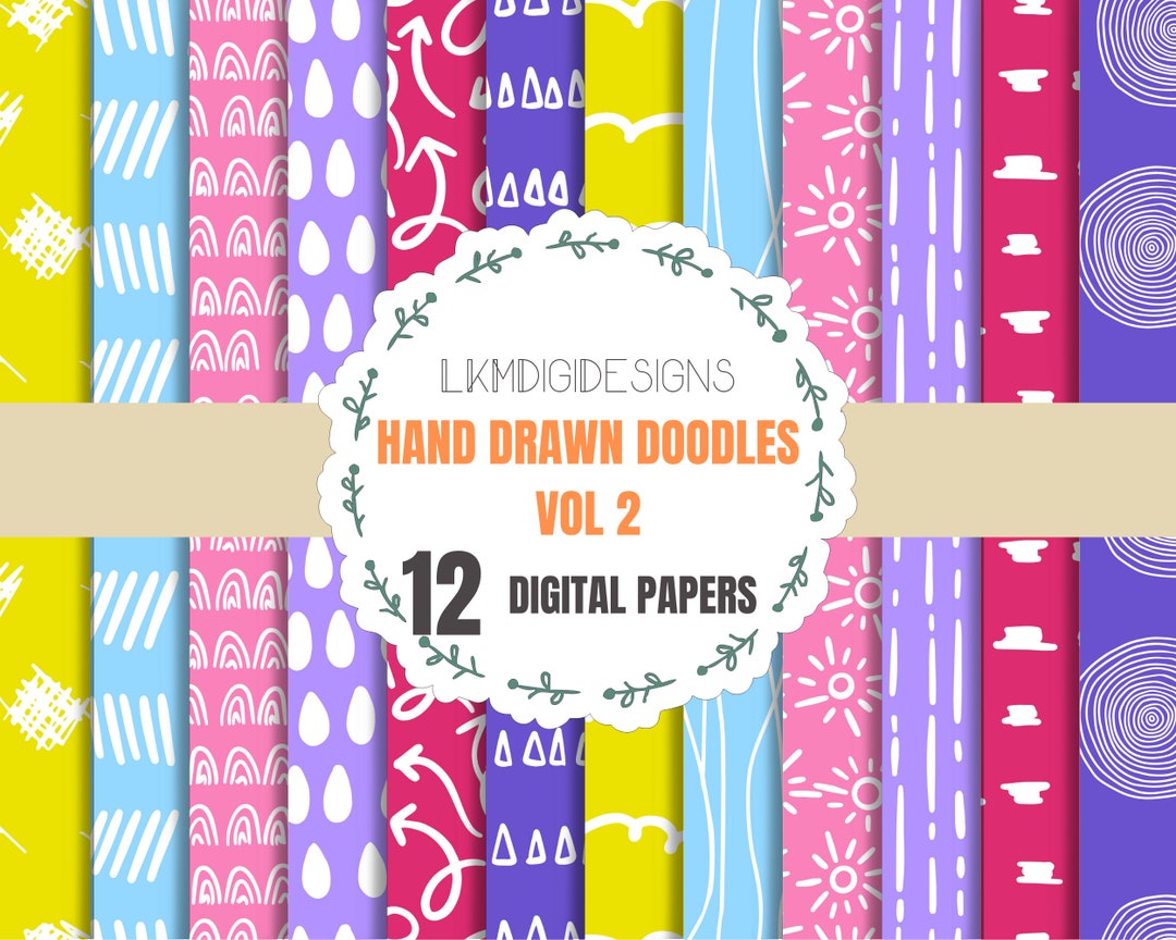 Doodles Patterns Digital Paper | Sketch Patterns Paper | Doodles ...