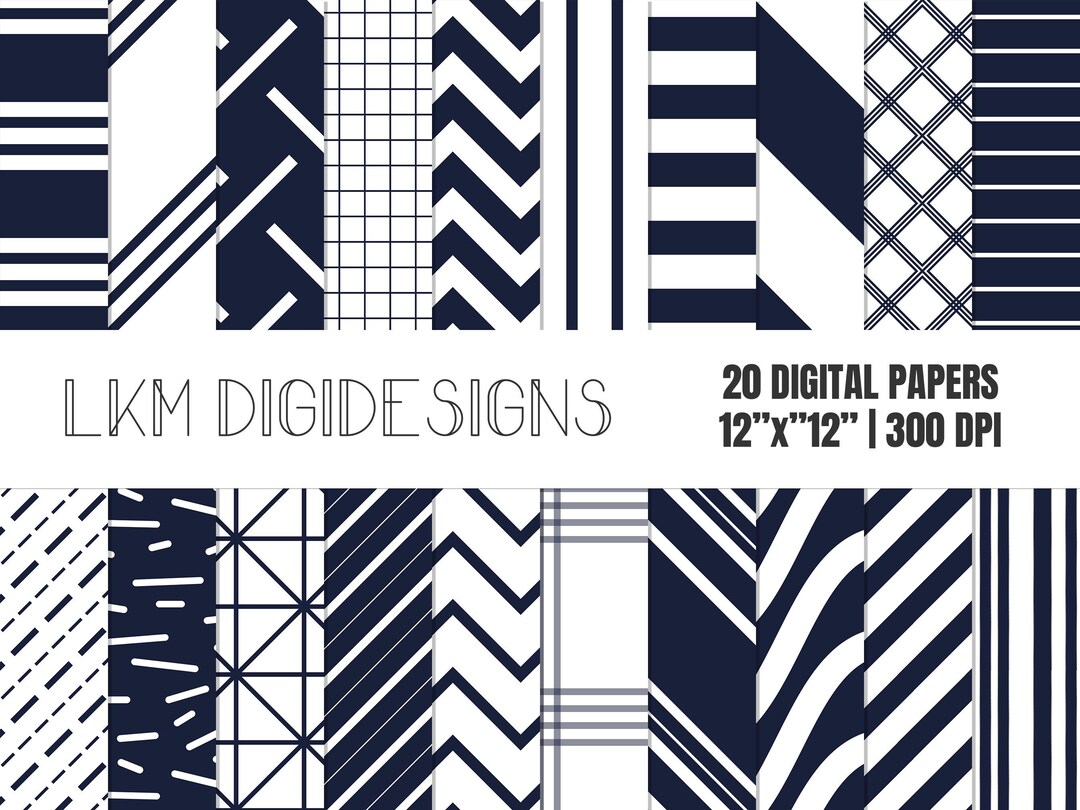 Navy Blue Digital Paper | Blue Scrapbook Paper | Blue Digital Paper ...