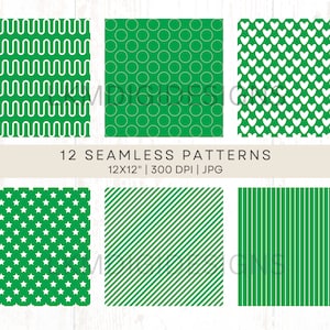 Green Seamless Patterns Digital Paper | Scrapbook Paper (12x12", JPEG ...