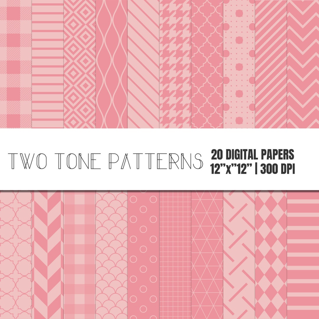 Pink Digital Paper | Two Tone Pink Patterns Paper | Geometric Patterns ...