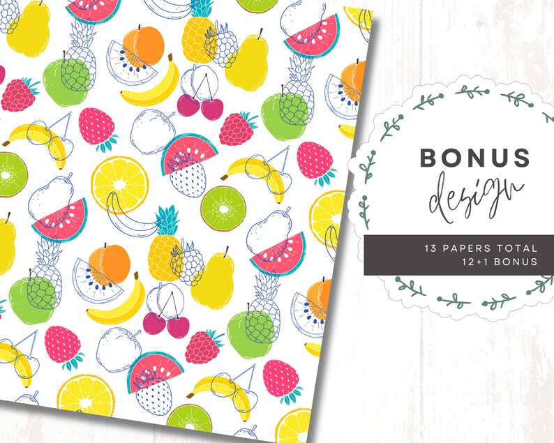 Fruit Patterns Digital Paper Fruit Patterns Paper Fruit Digital Paper ...