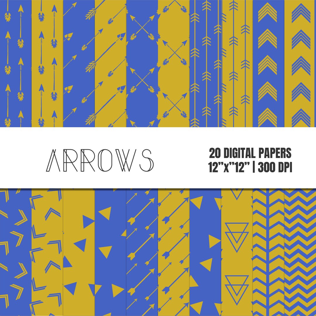 Blue Digital Paper | Gold Patterns Paper | Geometric Arrows Paper ...