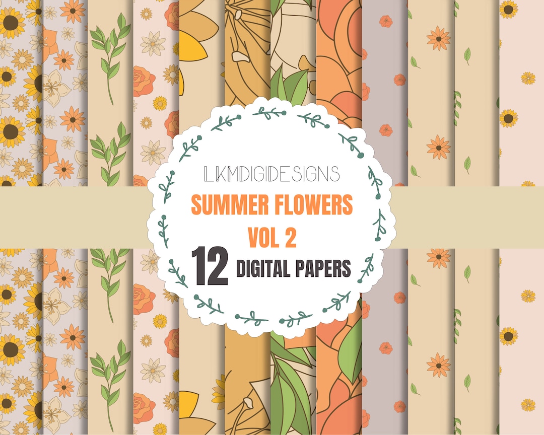 Summer Flowers Digital Paper | Flowers Patterns Paper | Floral Digital ...