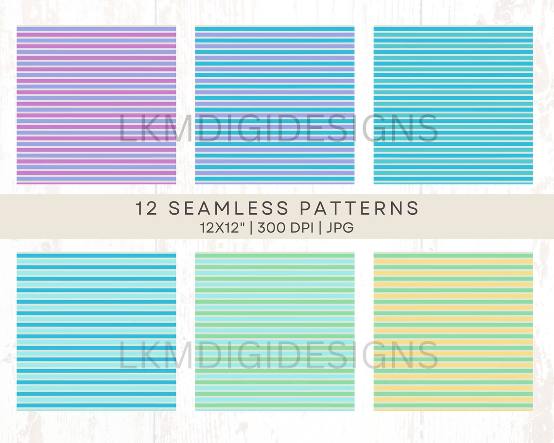 Rainbow Stripes Digital Paper | 12 Pastel Patterns (digital Download ...