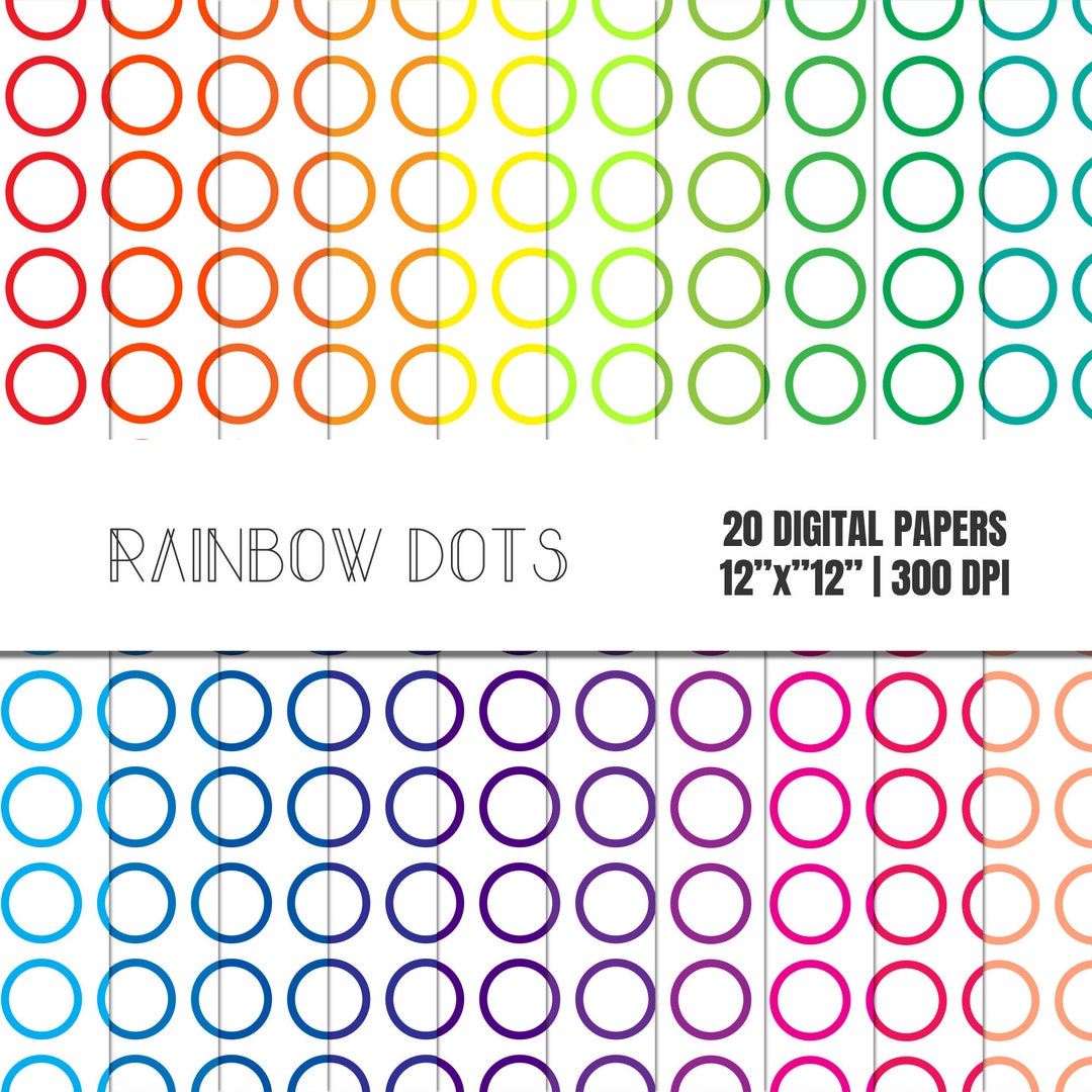 Rainbow Digital Paper | Rainbow Dots Paper | Polka Dots Patterns ...