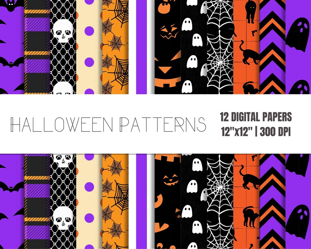Halloween Patterns Digital Paper | Halloween Patterns Paper | Halloween ...