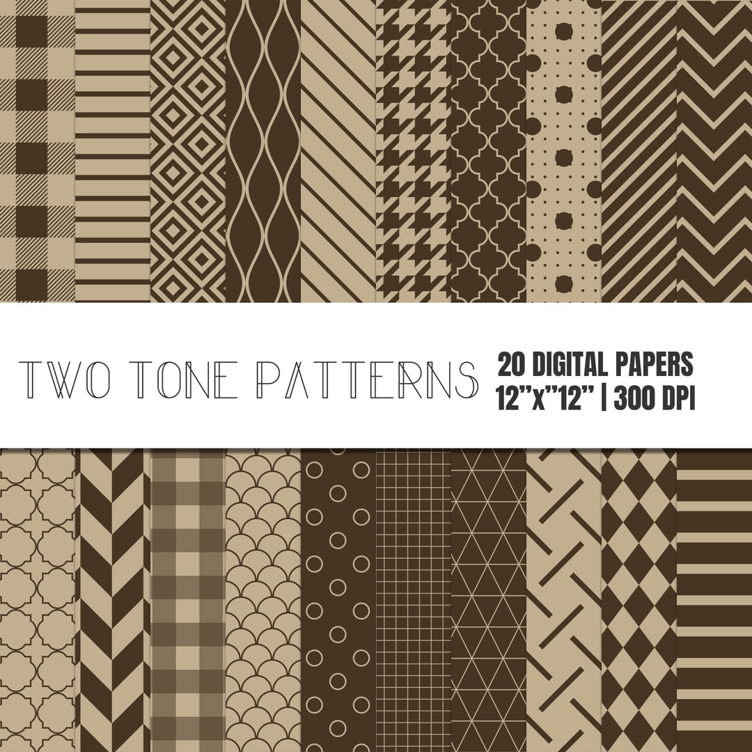Brown Digital Paper | Two Tone Brown Paper | Geometric Patterns Digital ...