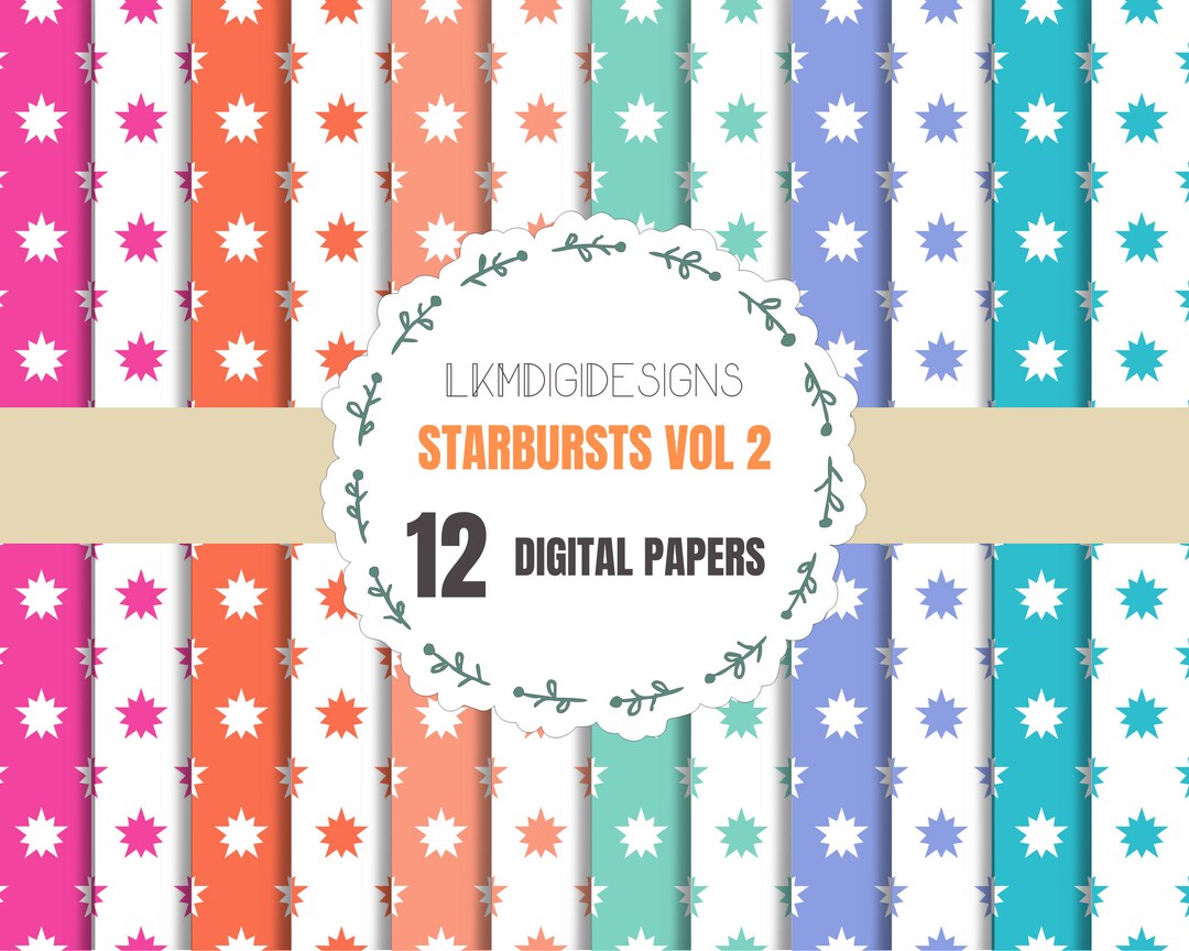 Pastel Rainbow Starbursts Patterns Digital Paper | Rainbow Pastel Paper ...