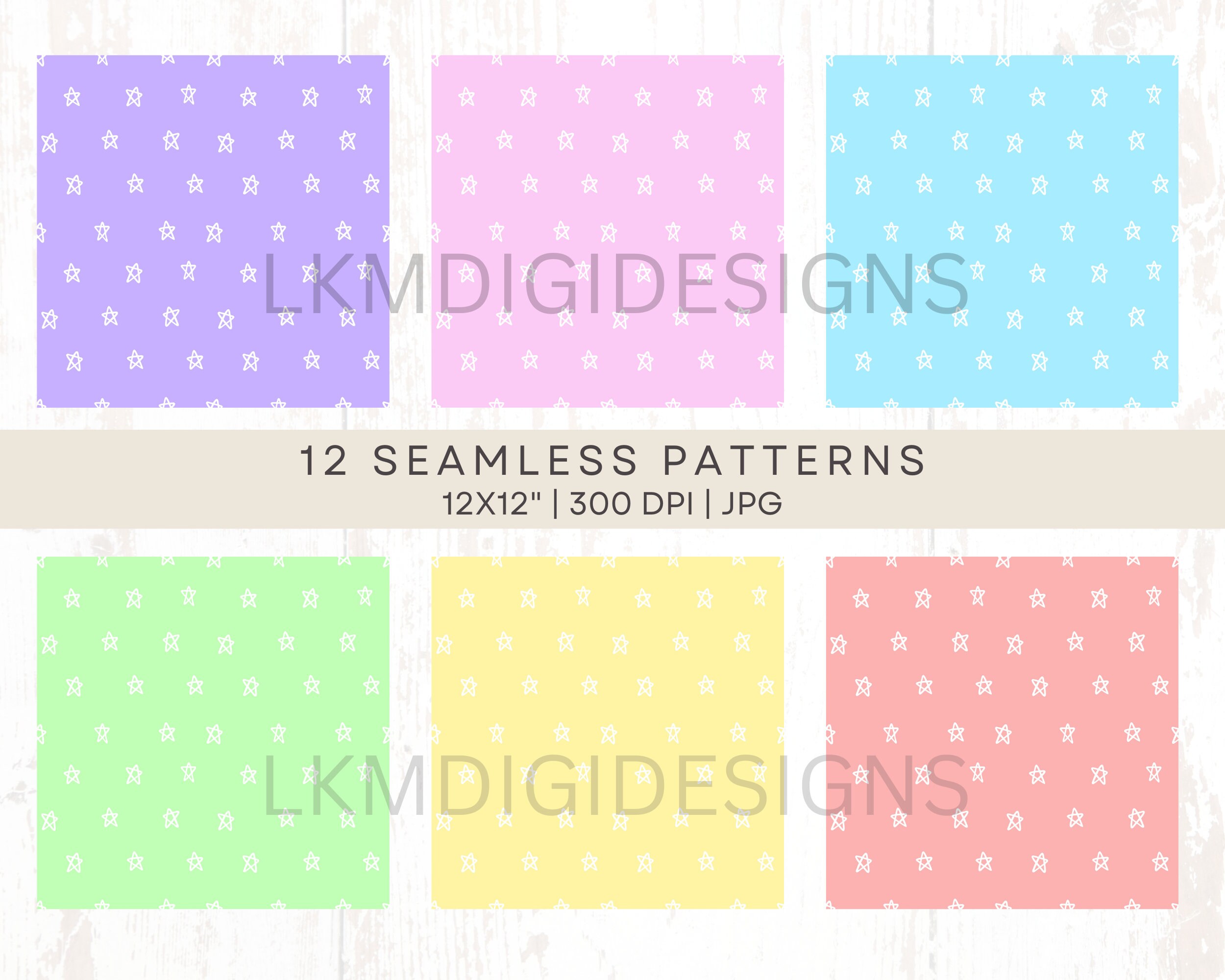 Sketchy Stars Patterns Digital Paper | Rainbow Paper | Rainbow Stars ...