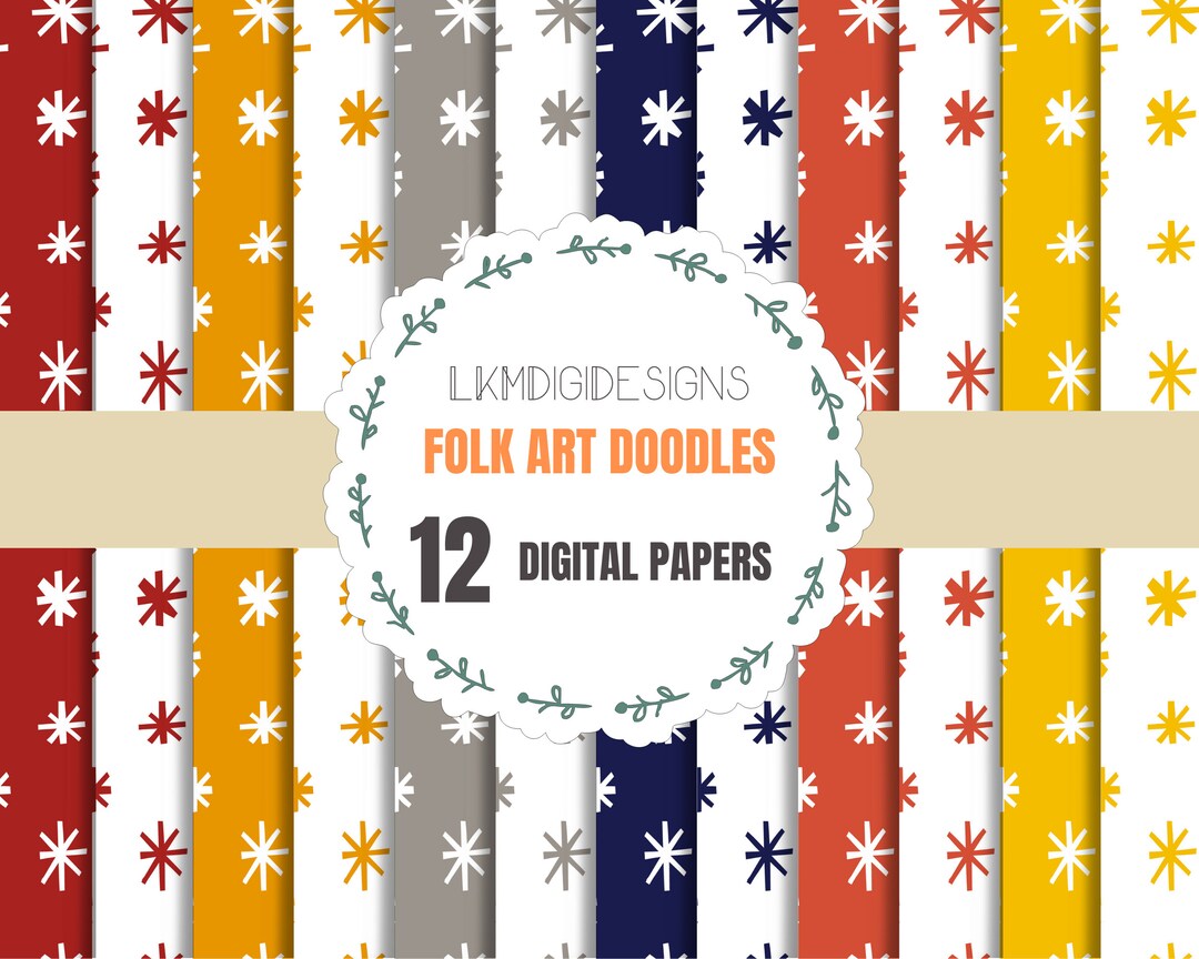 Folk Art Patterns Digital Paper | Folk Art Patterns Paper | Folk Art ...
