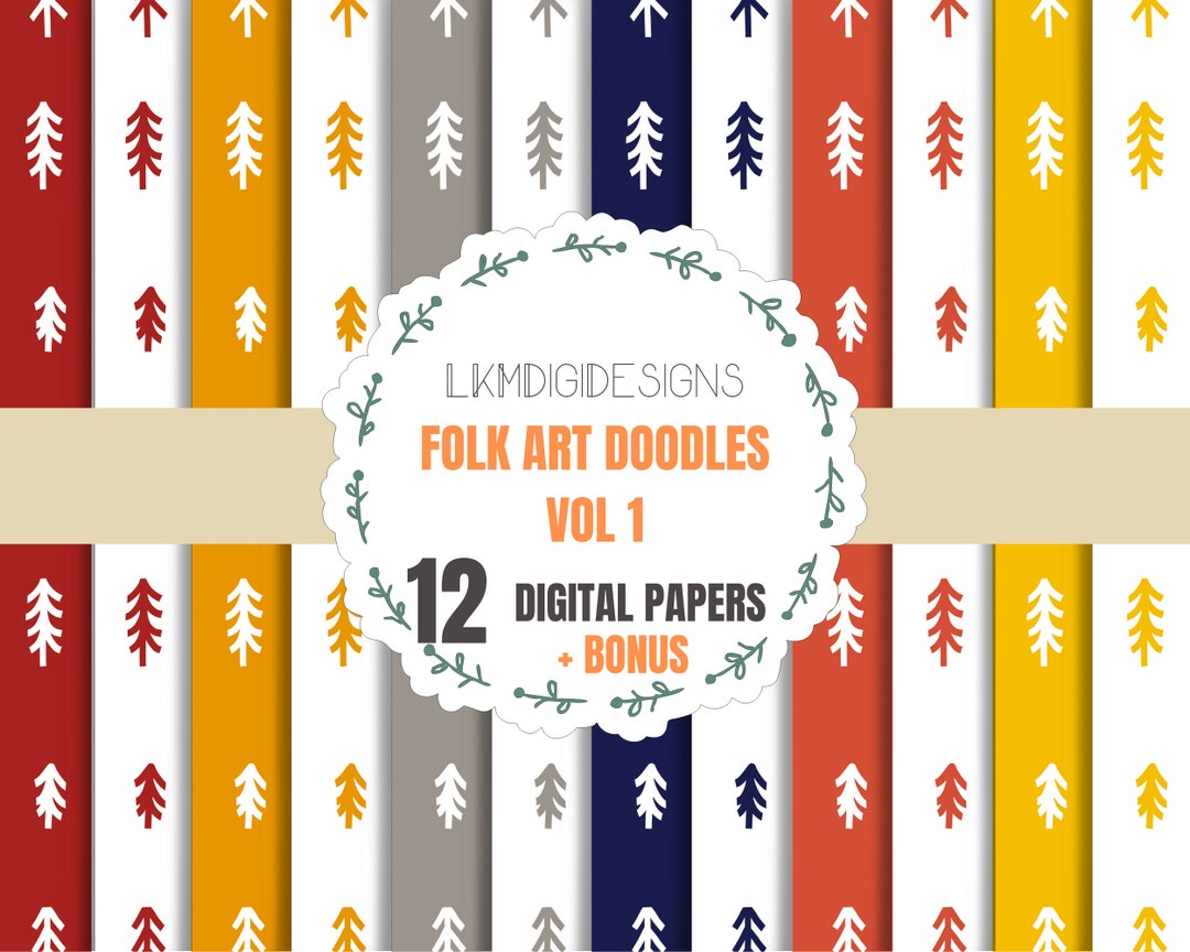 Folk Art Patterns Digital Paper | Folk Art Patterns Paper | Folk Art ...