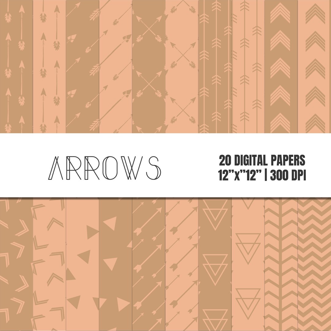 Tan Digital Paper | Tan Patterns Paper | Geometric Arrows Paper | Brown ...