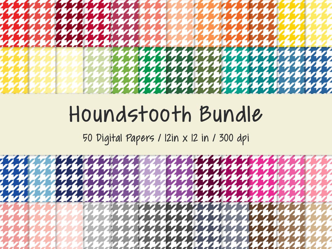 Houndstooth Digital Paper | 50 Solid Colors, Scrapbook Backgrounds ...