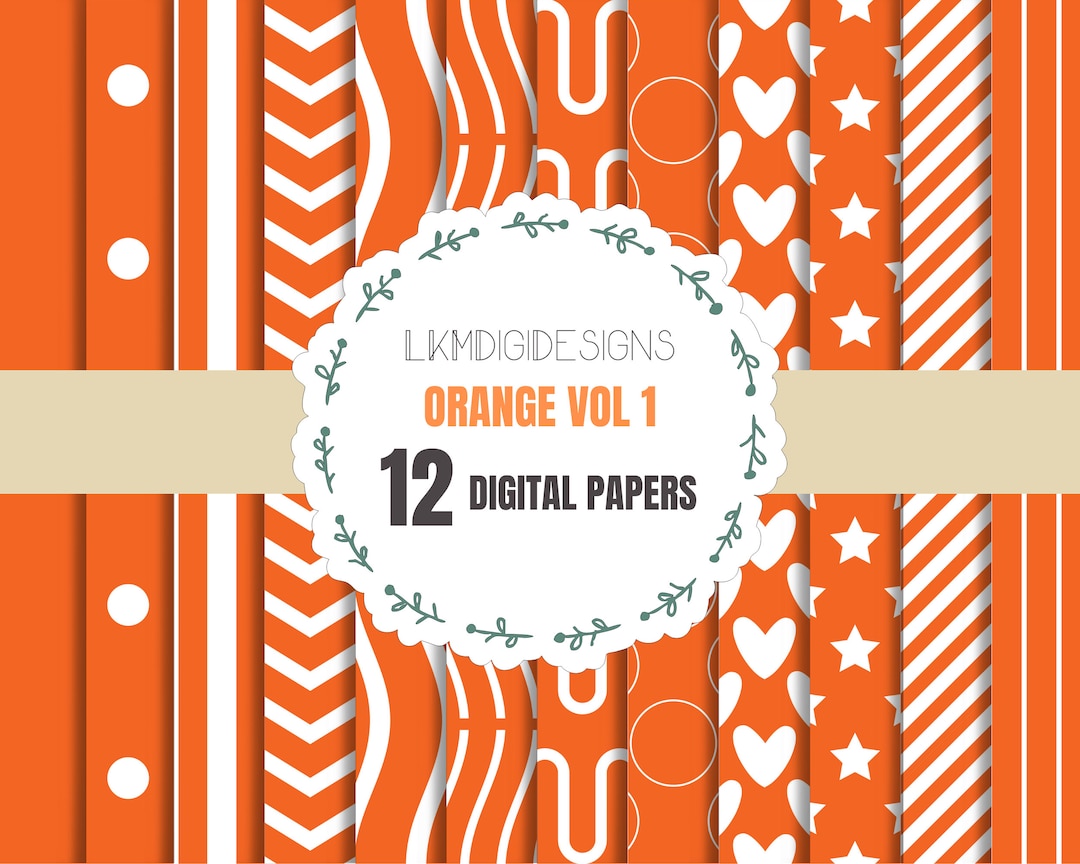Orange Patterns Digital Paper| Orange Patterns Paper | Orange Digital ...