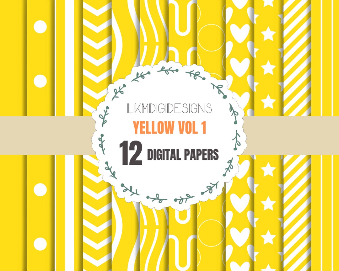 Yellow Patterns Digital Paper| Yellow Patterns Paper | Yellow Digital ...