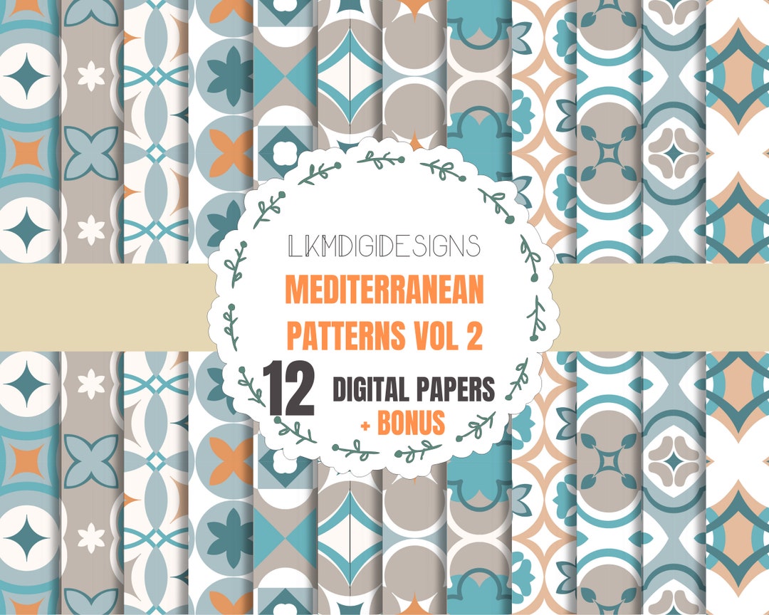 Mediterranean Patterns Digital Paper | Geometric Patterns Paper ...