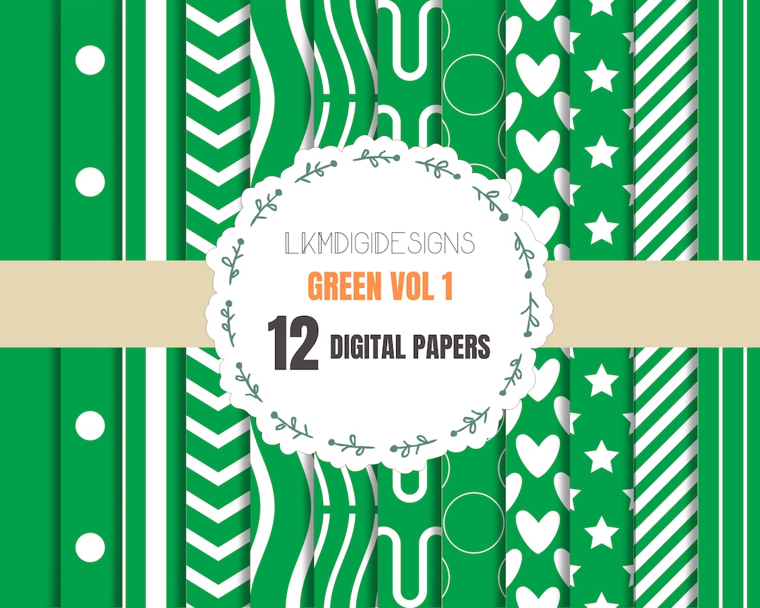 Green Patterns Digital Paper| Green Patterns Paper | Green Digital ...