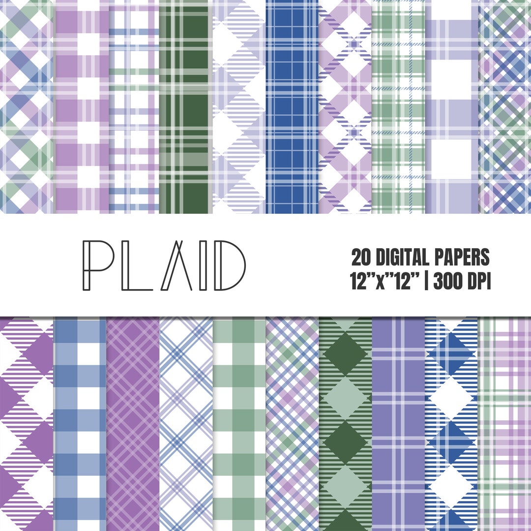 Blue, Green, Purple Digital Paper | Plaid Paper | Plaid Patterns ...