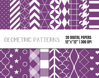 Purple Patterns Digital Paper - Etsy