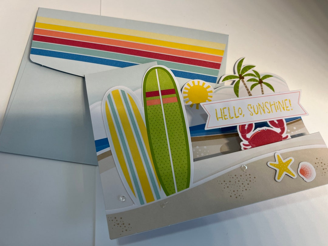 Hello, Surfer Pop up Card - Etsy