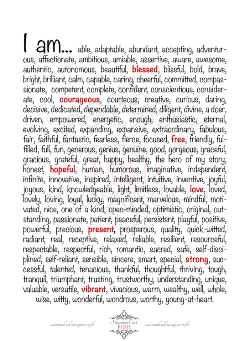 I Am, I Am Affirmations, Affirmations, Mantras, Meditation, Self Esteem ...