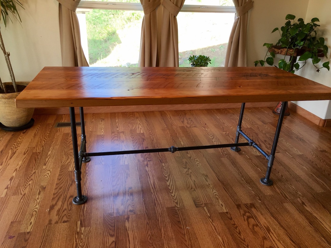 Reclaimed Wood and Pipe Table. Industrial Table. Black Iron Pipe Table. Reclaimed Wood Table. Rustic Table. Industrial Office Table. Etsy
