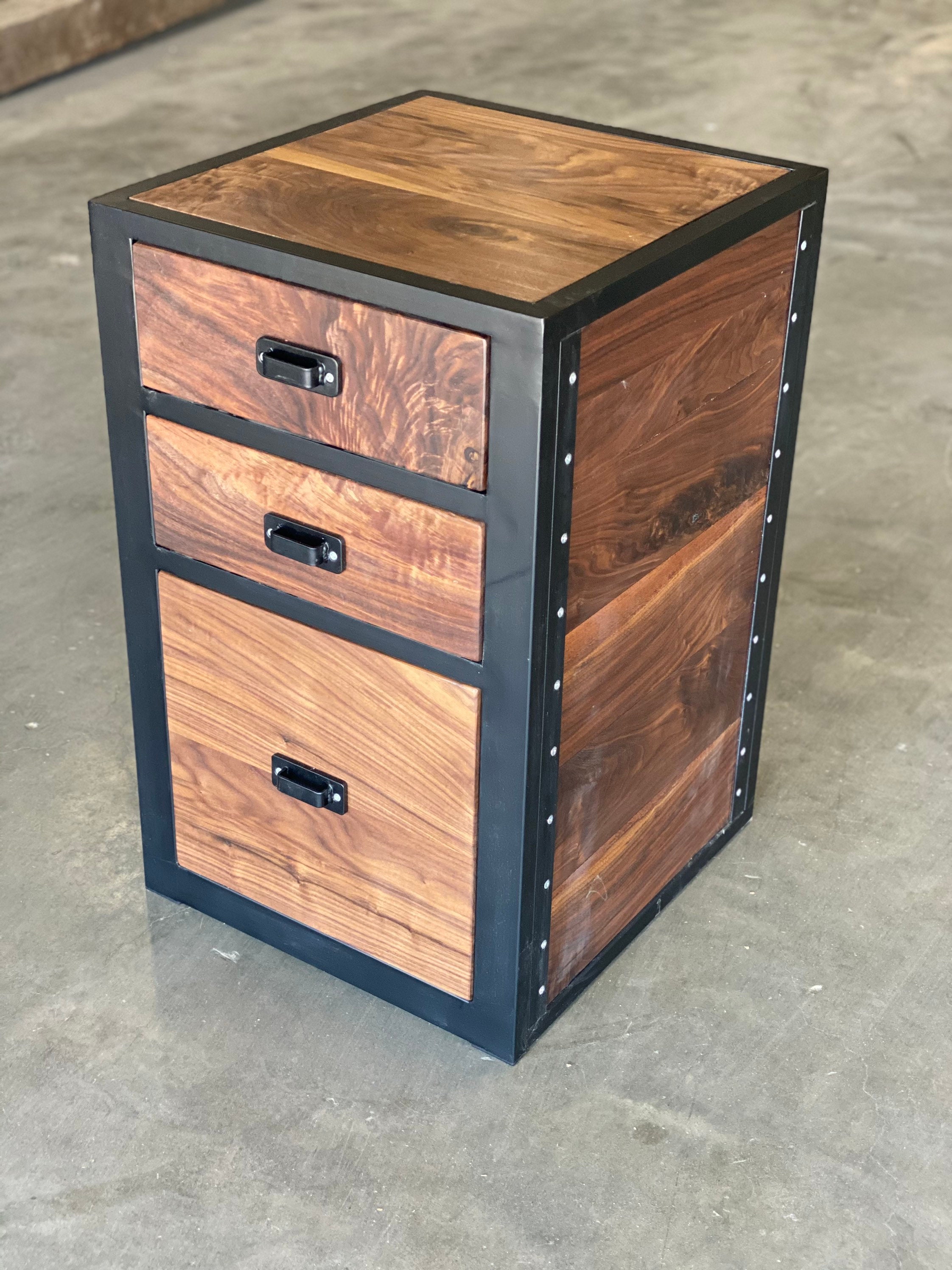 Walnut File Cabinet. Hardwood Desk Storage. Black Walnut. Filing Cabinet. 2 Drawer. 3 Drawer. Modern. Office. Wood and Steel. Etsy UK