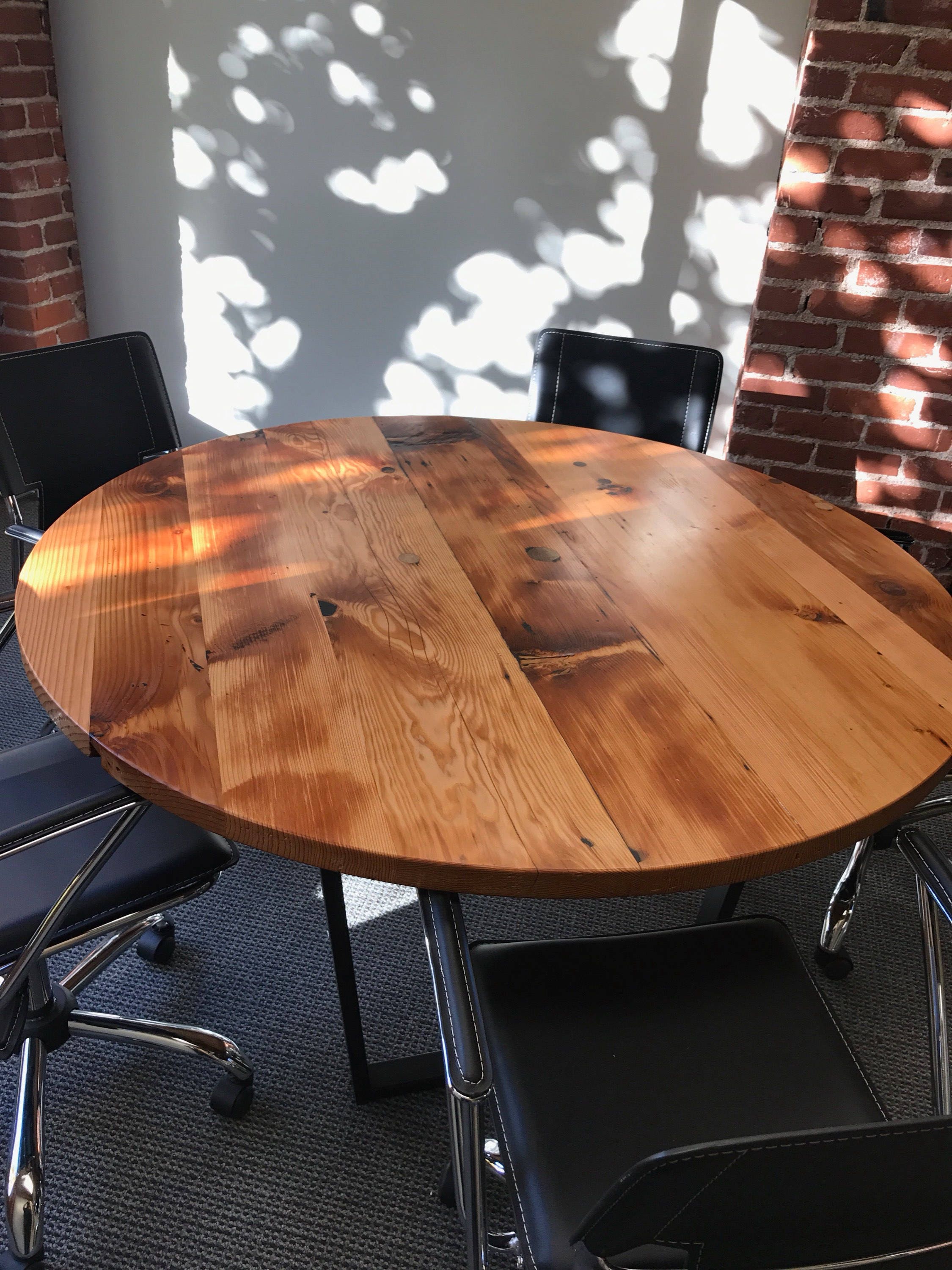 Reclaimed Wood Round Table. Conference Table. Industrial Table. Old ...