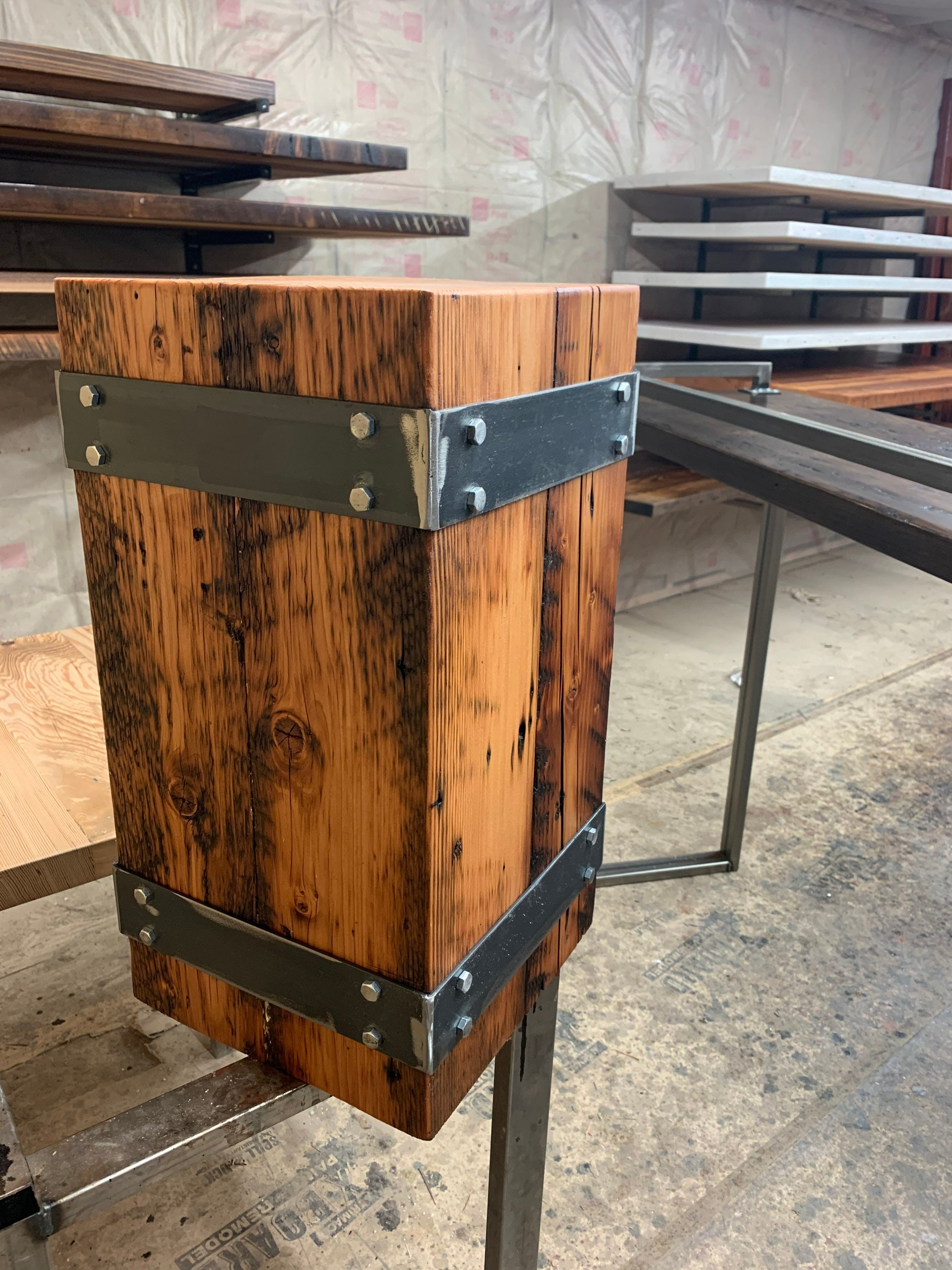Industrial Nightstand. End Table. Beam End Table. Steel and Wood End ...