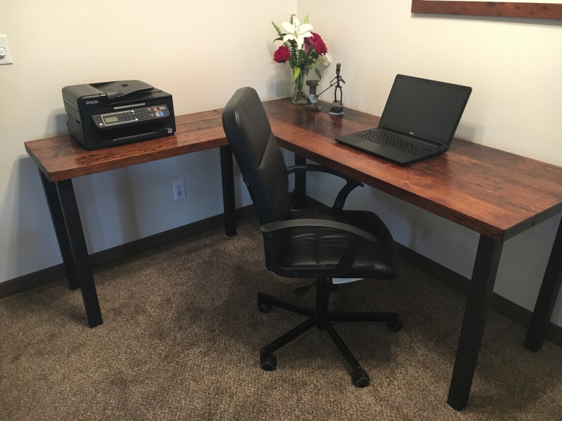 L-shaped Desk. Reclaimed Wood Desk. Old Rustic Desk. - Etsy