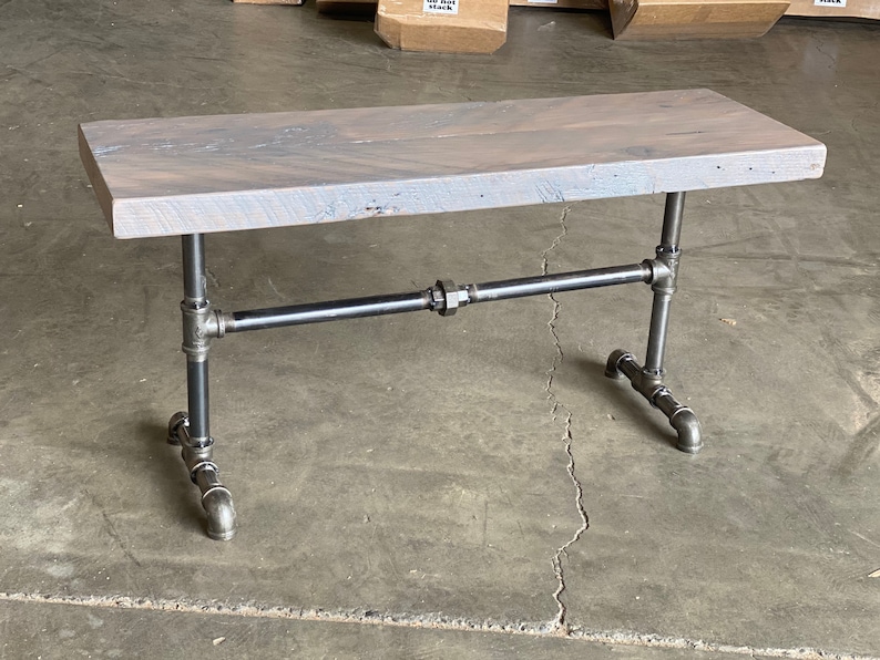 Reclaimed Wood Black Pipe Bench. Industrial Bench. Rustic Bench. Black ...