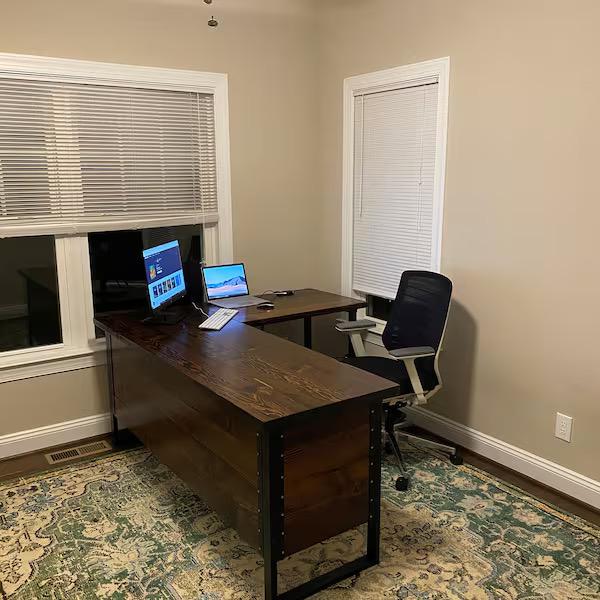 L Shaped Desk. Two piece desk. Desk With Privacy Wall. Industrial Reclaimed Wood Desk. Office Desk. Corner Desk. Rustic Desk. Etsy