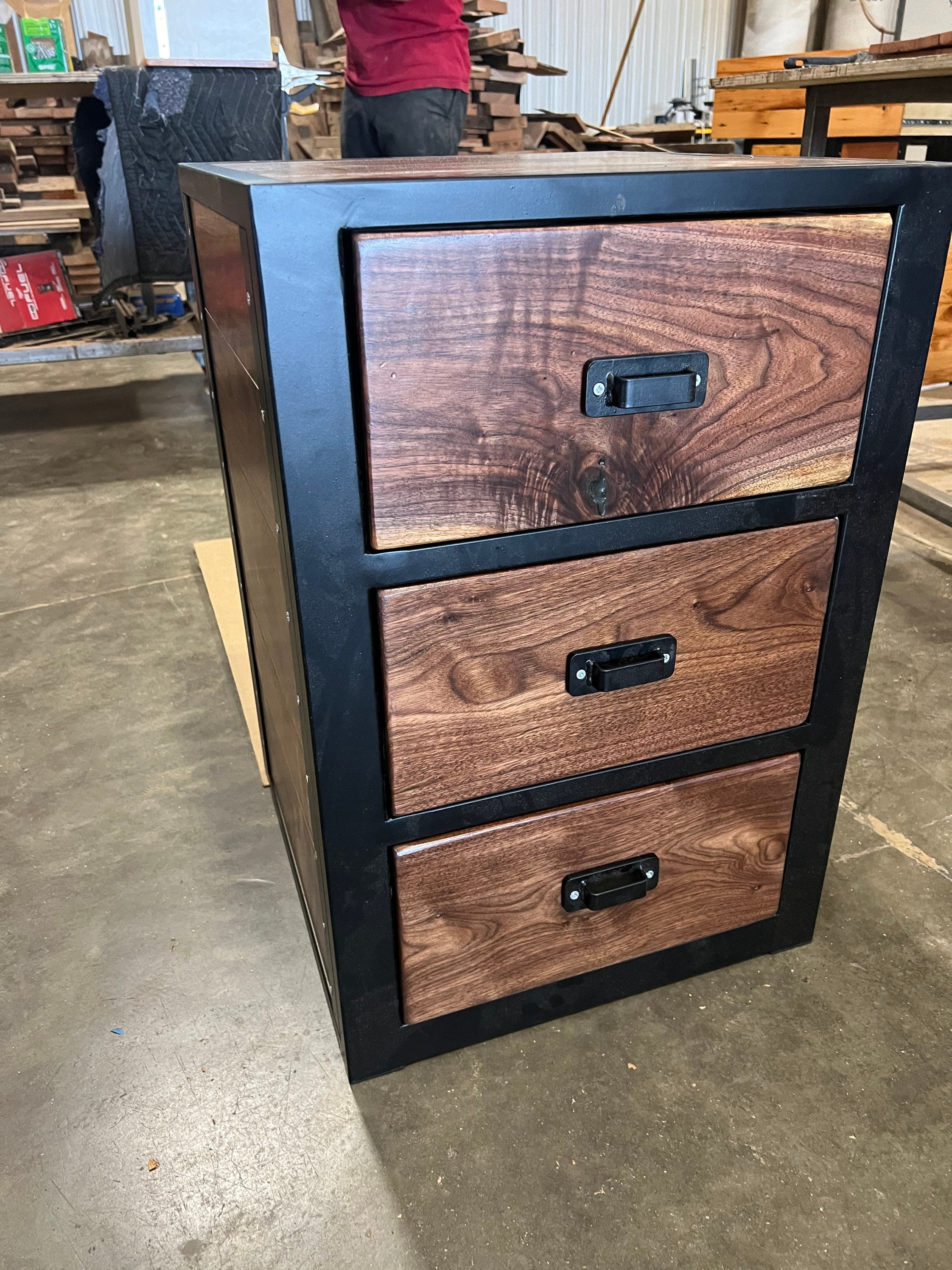 Walnut File Cabinet. Hardwood Desk Storage. Black Walnut. Filing Cabinet. 2 Drawer. 3 Drawer. Modern. Office. Wood and Steel. Etsy UK