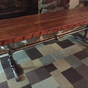 Reclaimed Wood Black Iron Pipe Bench. Industrial Bench. Wood and Steel ...