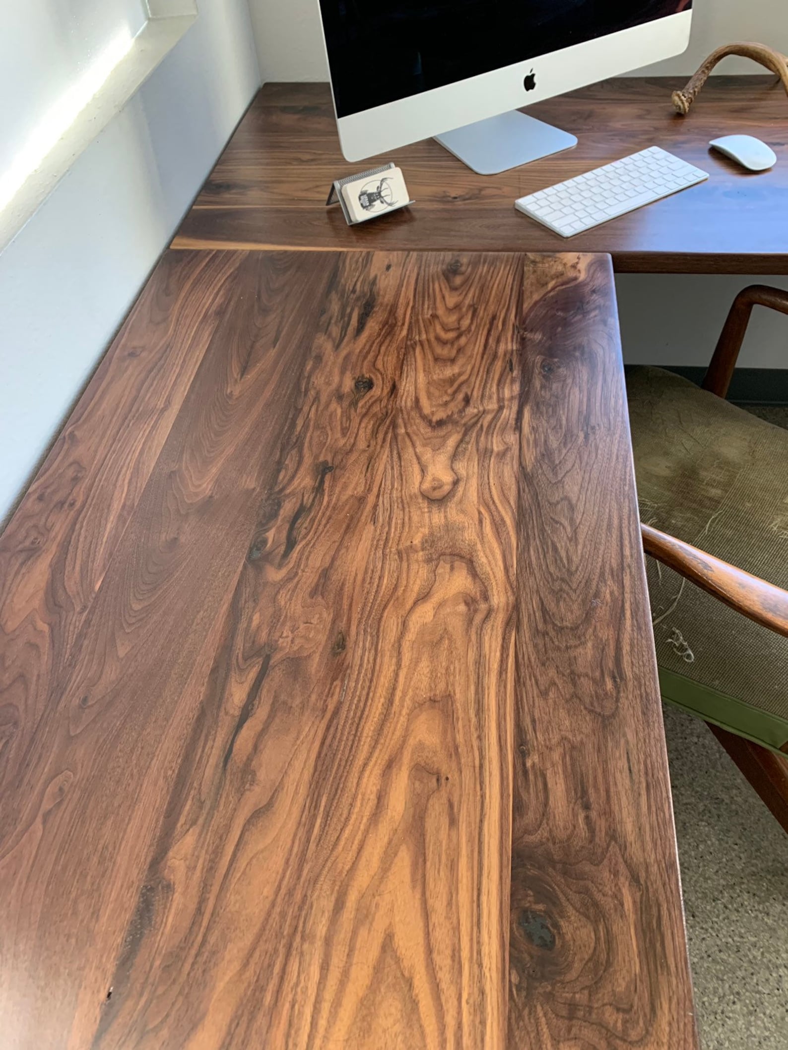 Walnut L Shaped Desk. Modern Office Desk. Solid Wood Desk. Executive ...