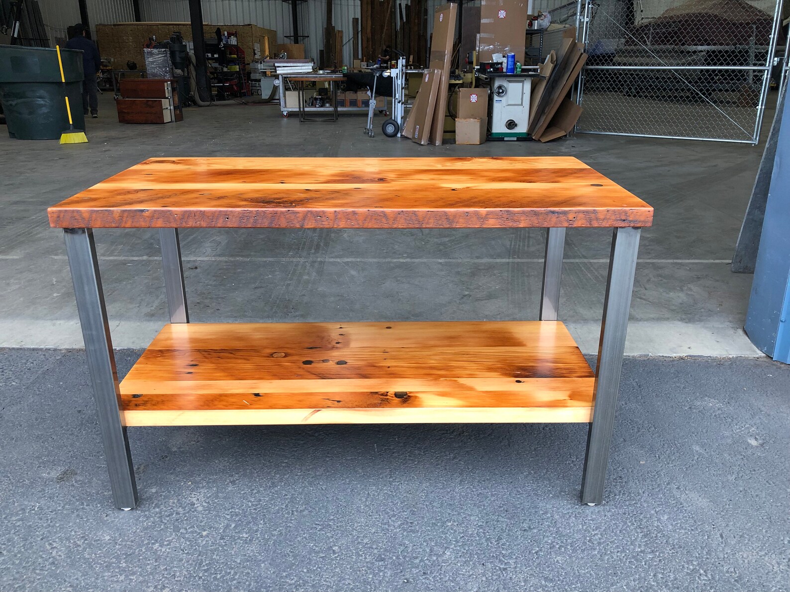 Reclaimed Wood Table With Shelf. Salvaged Table. Old Table. Industrial ...