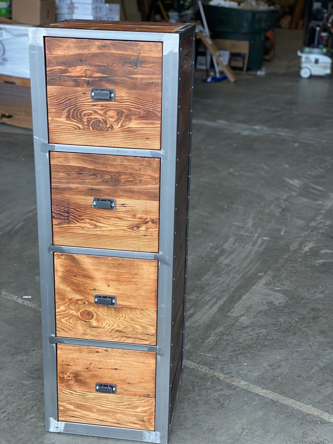Reclaimed Wood Vertical Filing Cabinet. Industrial File Cabinet. Office ...